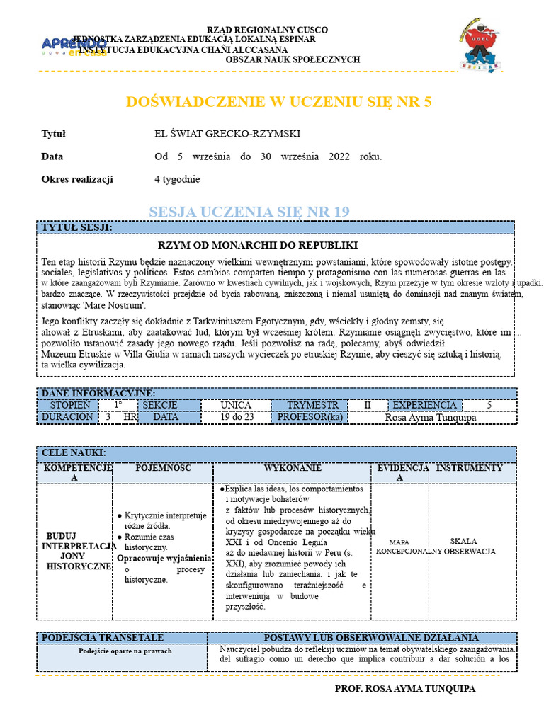 SESJA NAUCZANIA 19--EXP. 5 PIERWSZA CCSS | PDF