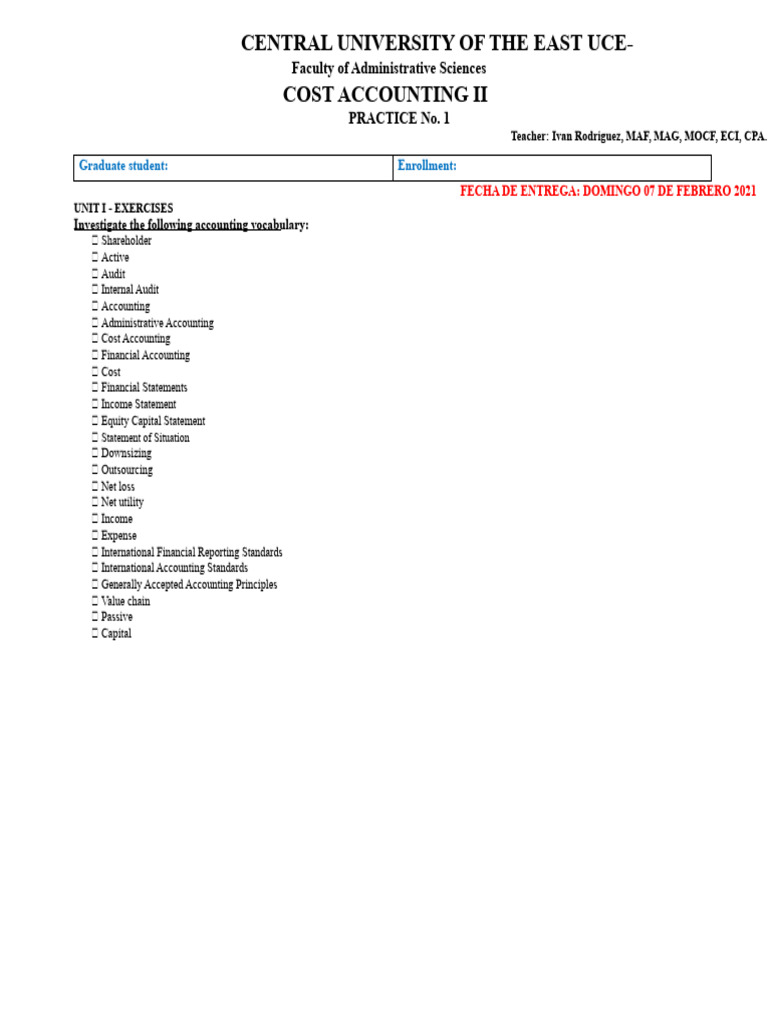 Practice 1 Cost Accounting II | PDF | Accounting | Financial Accounting
