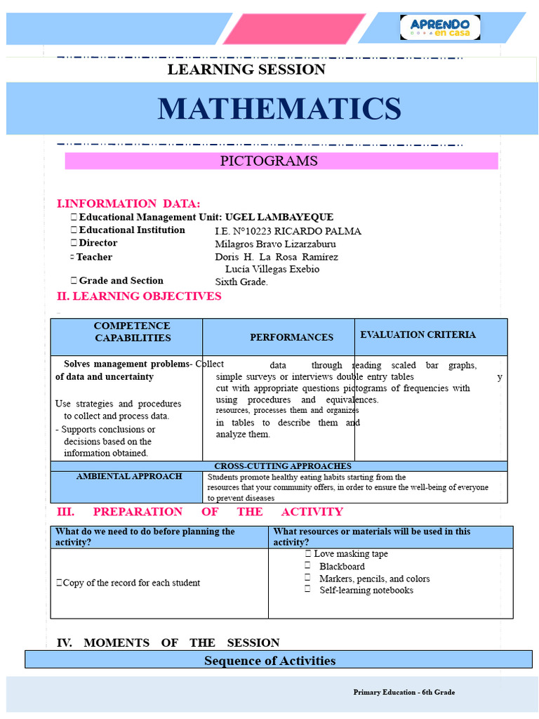 Mathematics Session - Pictogram | PDF | Data | Information