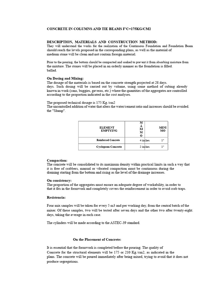 E.T. Concrete in Columns and Tie Beams F | PDF | Concrete ...