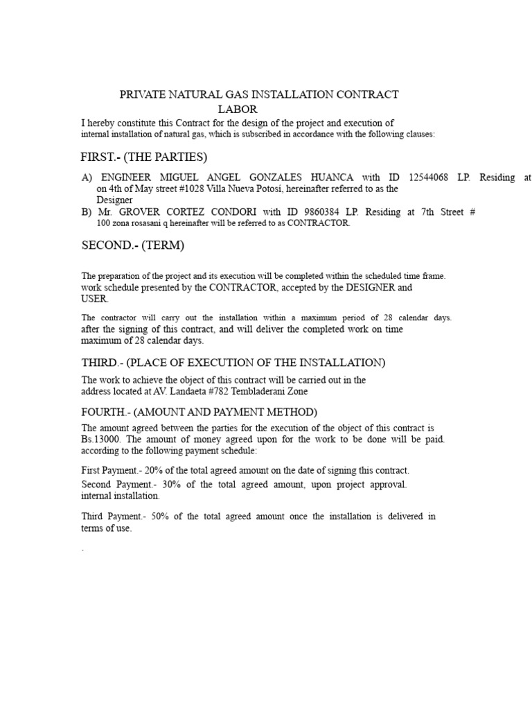 Natural Gas Installation Contract | PDF | Breach Of Contract | Civil ...