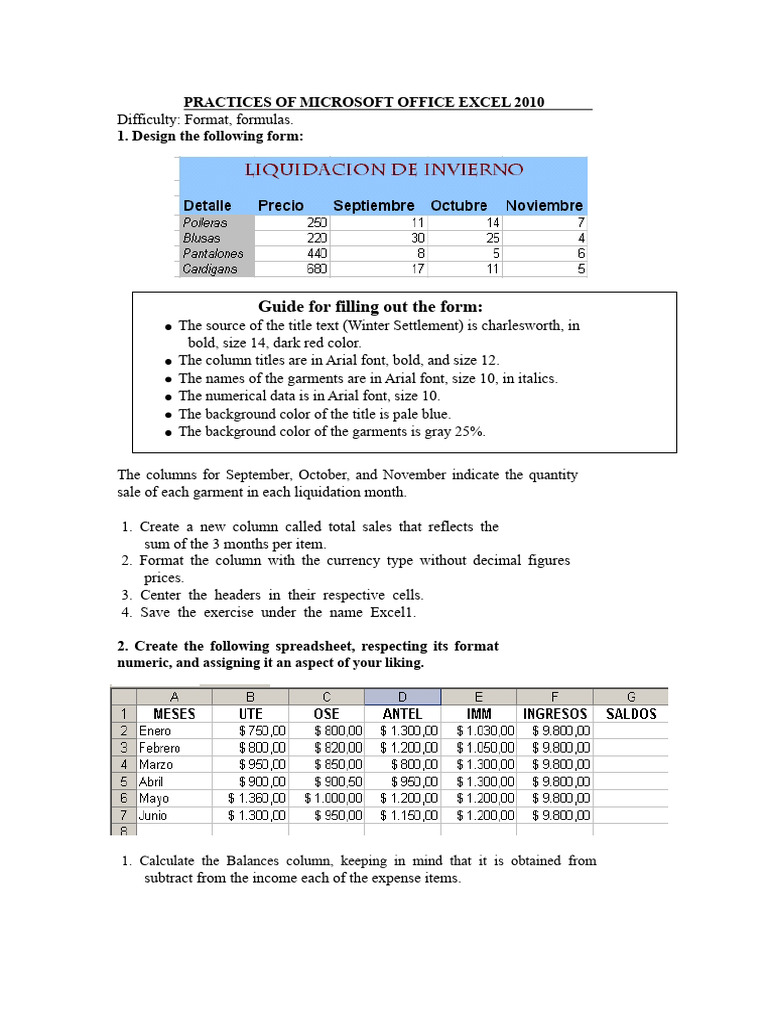 Excel Practices 1st and 2nd | PDF | Spreadsheet | Microsoft Excel