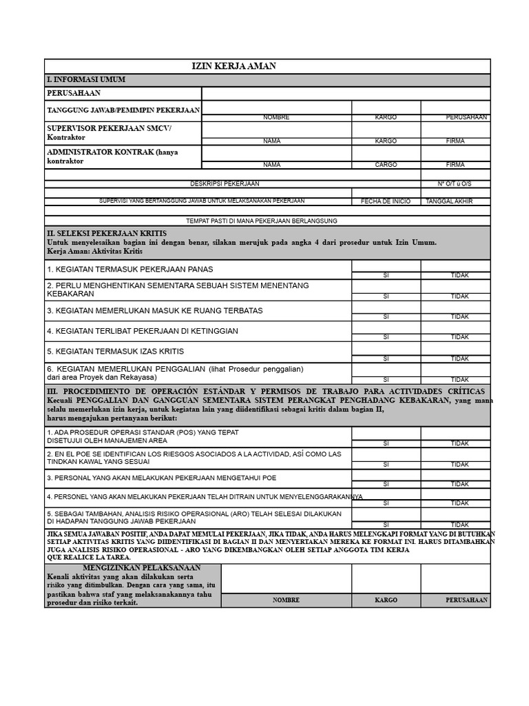 Izin kerja yang aman | PDF