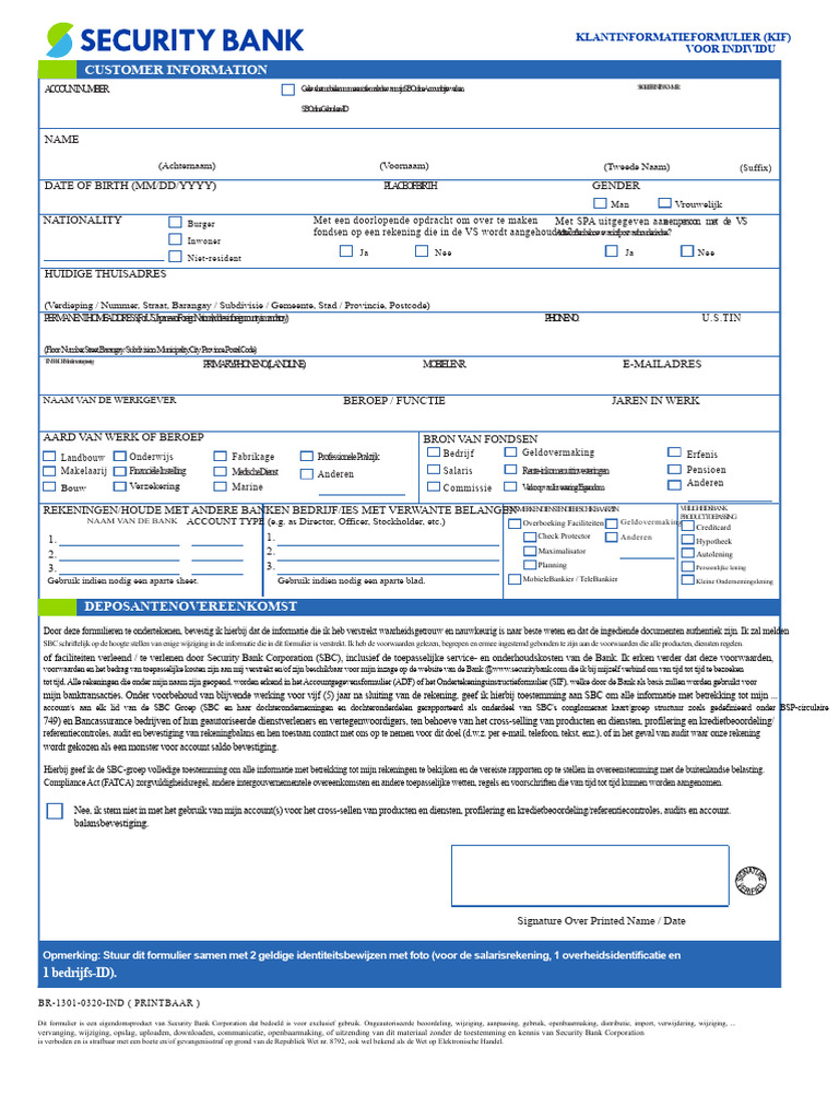 SBOL Inschrijving Klanteninformatieformulier | PDF