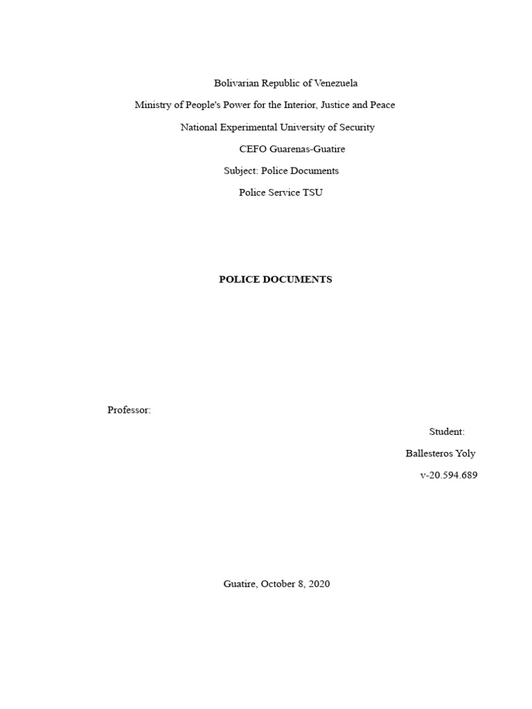Understanding Police Reports in Venezuela | PDF | Police | Identity ...