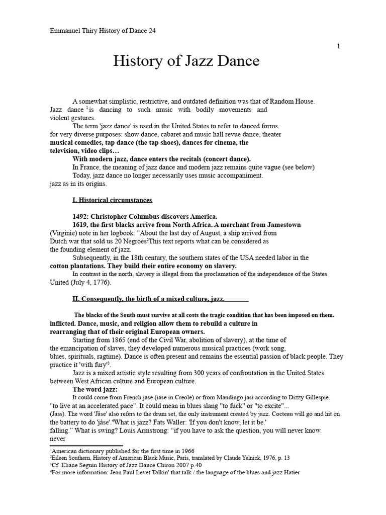 24 History of Jazz Dance | PDF | Dances | Performing Arts