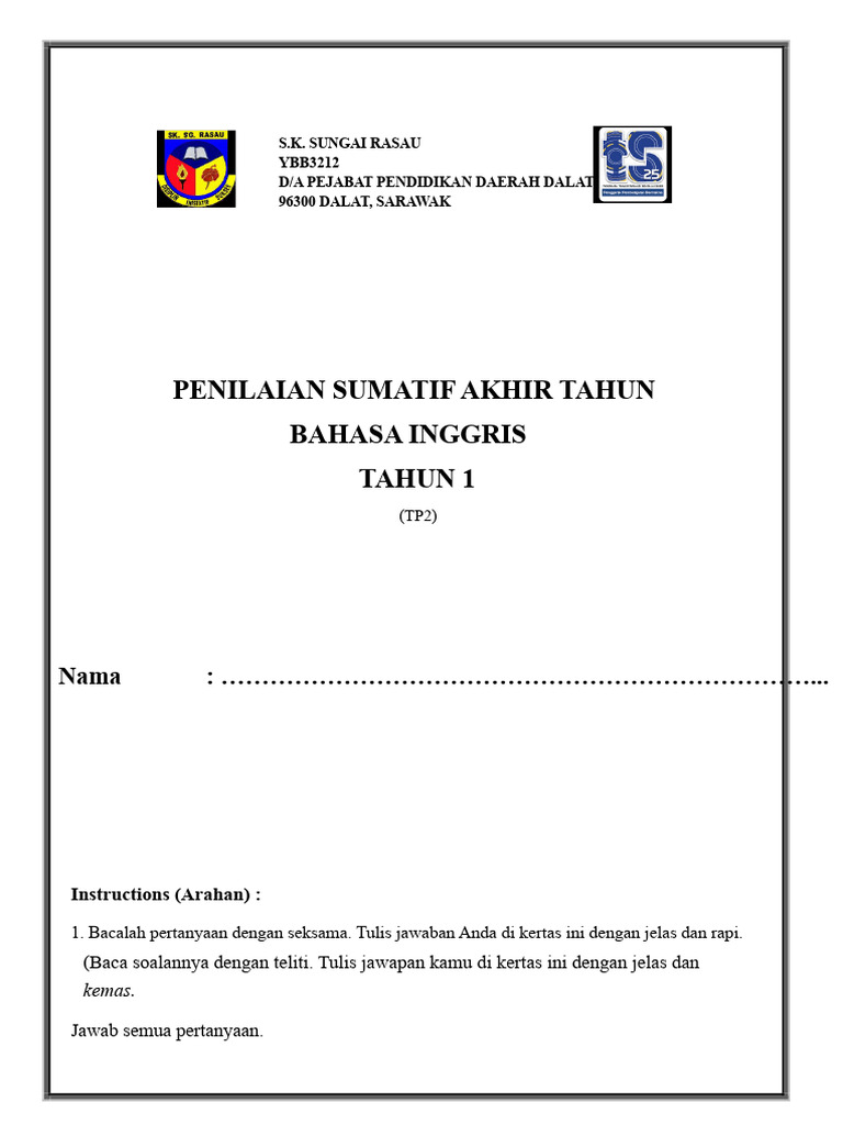 SUMATIF TAHUN 1 - TP2 | PDF