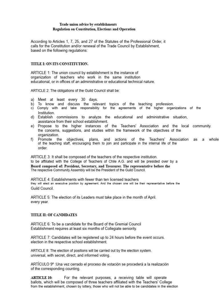 Regulations of Guild Councils | PDF | Voting | Elections