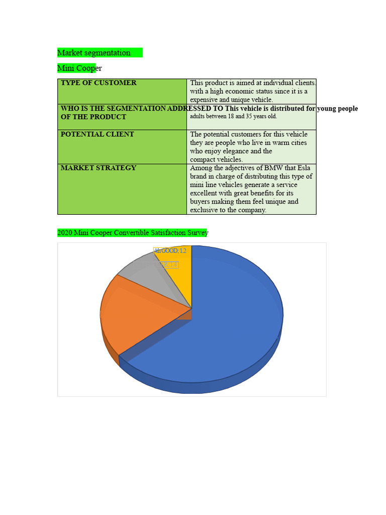 Target Market Analysis for Mini Cooper, Housing, Huawei P30, and Red ...