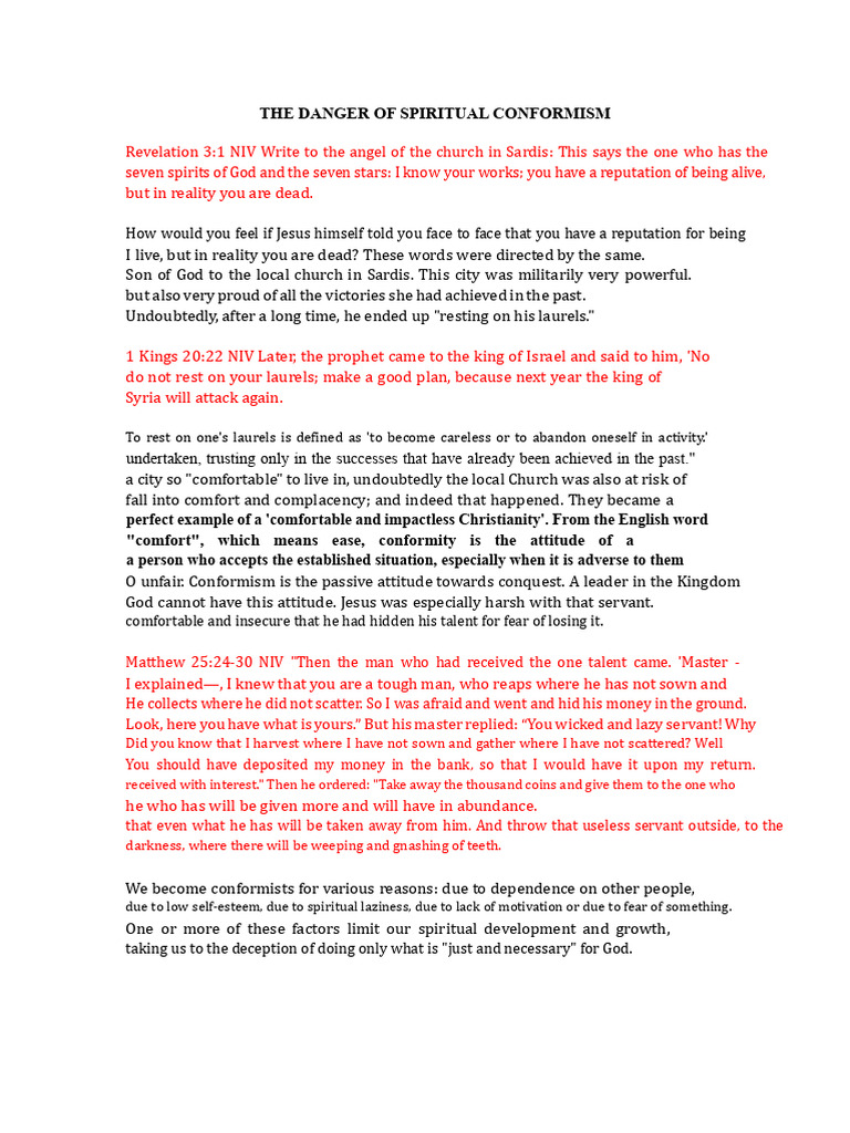 The Danger of Spiritual Conformism | PDF | Conformity | Jesus
