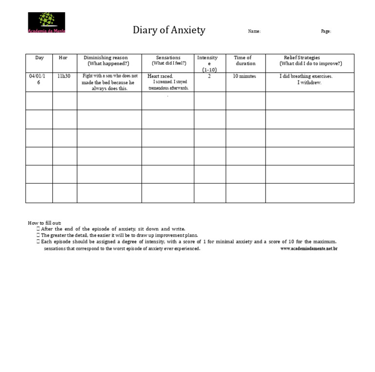Anxiety Diary | PDF