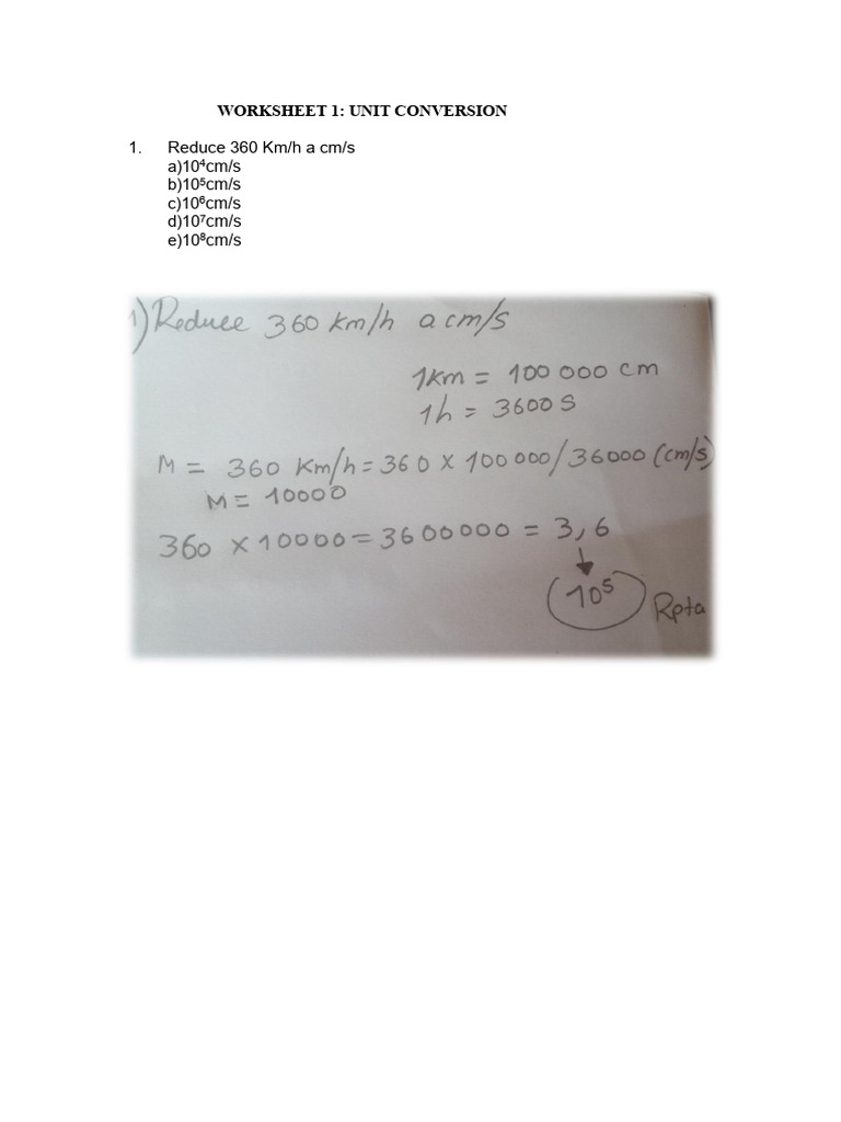 Unit Conversion Worksheet Guide | PDF