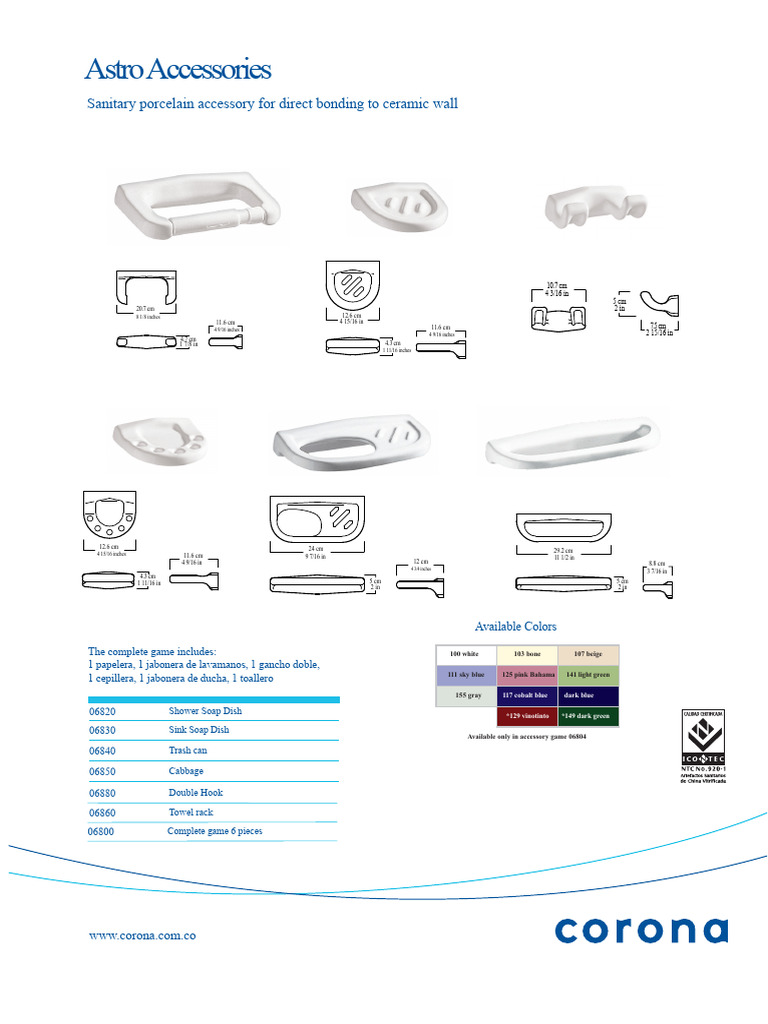 Astro Accessories Sheet | PDF | Bathroom | Home & Garden