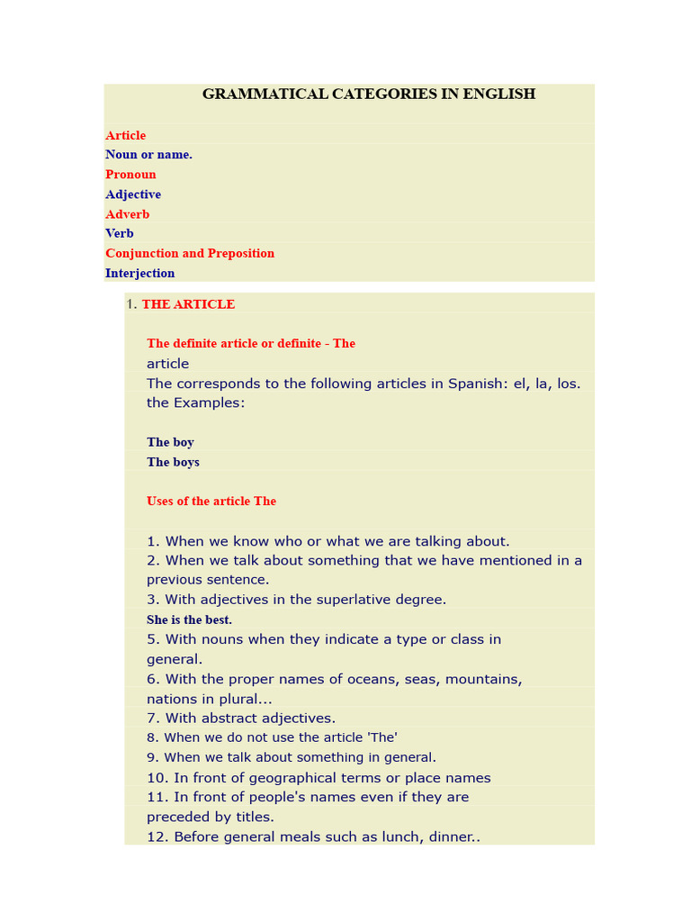 GRAMMATICAL CATEGORIES IN ENGLISH | PDF | Plural | English Language