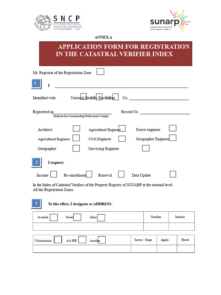 Registration Request Form Cadastral Verification Index | PDF | Identity ...