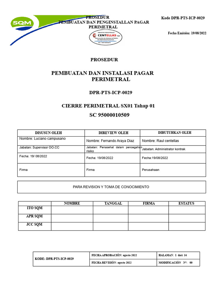 Prosedur Instalasi Pagar Perimetral | PDF