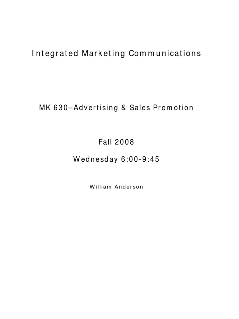 MK630 Anderson Fall08 | PDF | Sales | Advertising