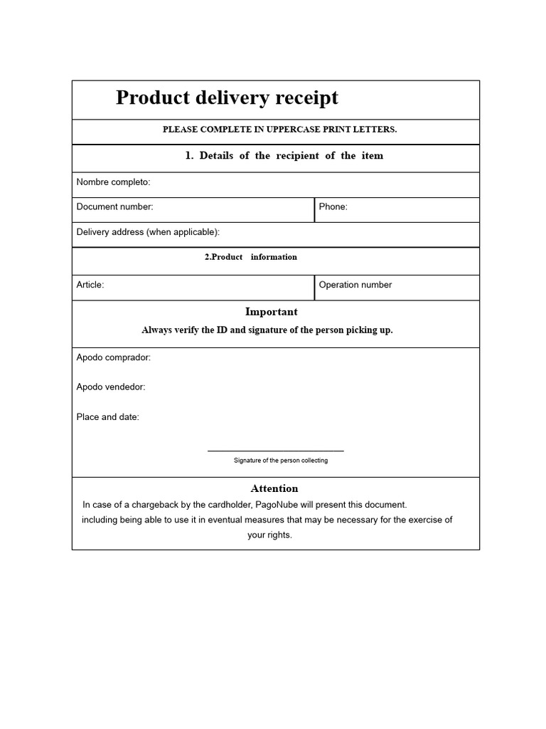 Product Delivery Receipt | PDF