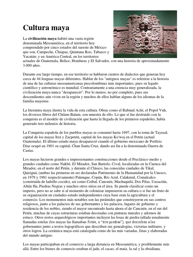 Cultura Maya | PDF | Civilización maya | Departamento de Petén