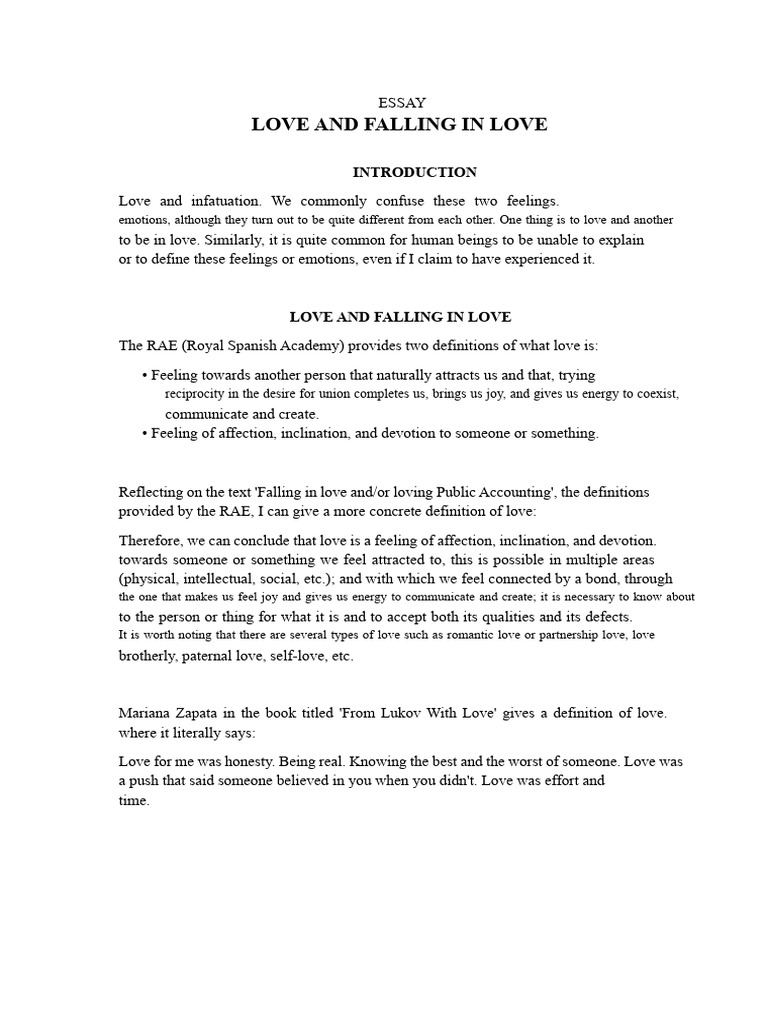 Essay - Love and Falling in Love | PDF | Love | Feeling