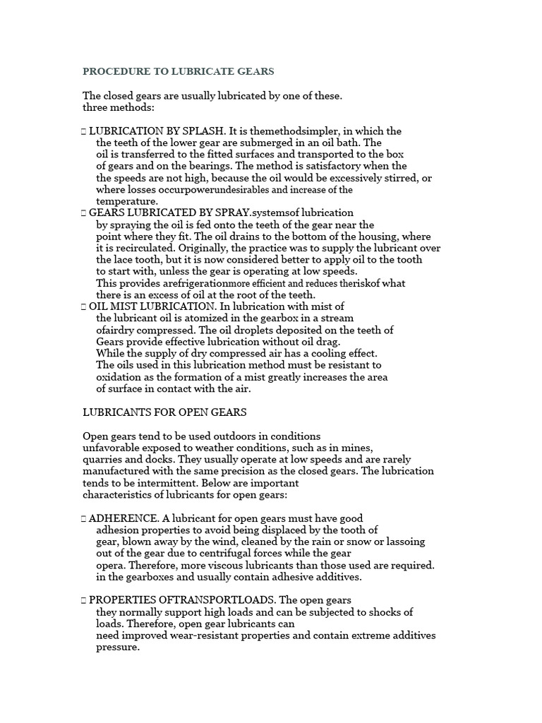 Gear Lubrication Methods Explained | PDF | Bearing (Mechanical) | Gear