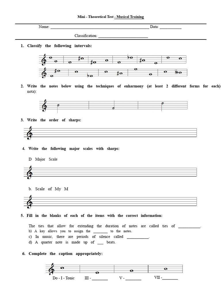 Mini Music Training Test | PDF