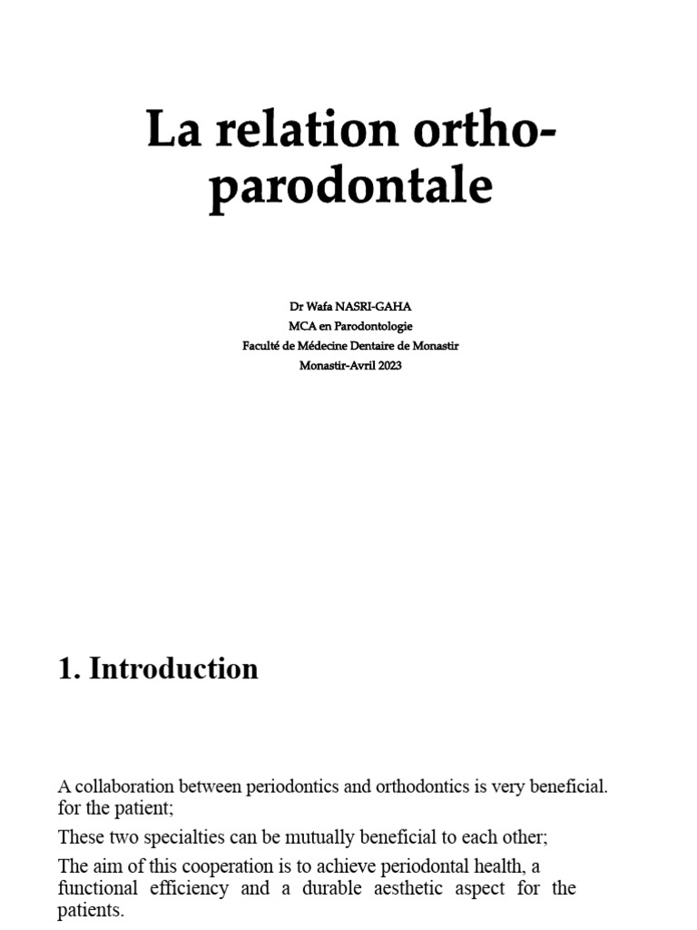 The Ortho-Periodontal Relationship - April 2023 | PDF | Periodontology ...