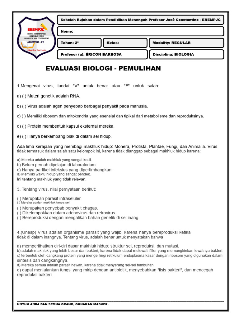 Pemulihan Biologi Kelas 2 Reguler Bimester Ii | PDF