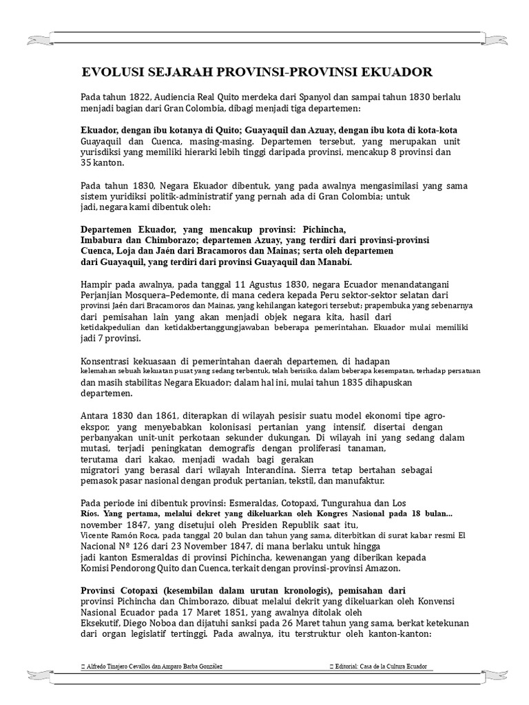 Evolusi Sejarah Provinsi Ekuador | PDF