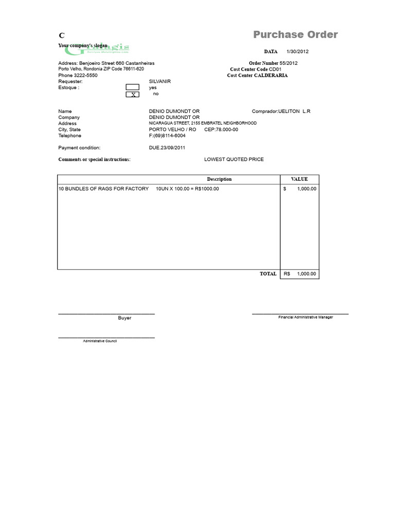 Purchase Order Model | PDF | Financial Economics | Procurement