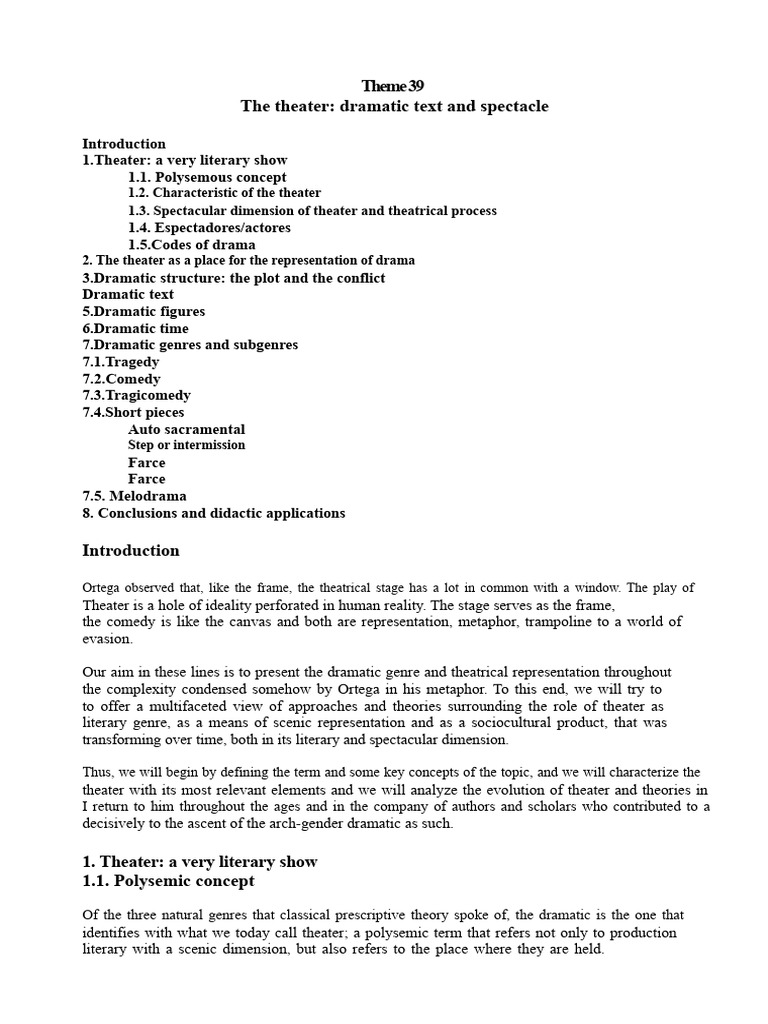 Theme 39 Theater Dramatic Text and Performance | PDF | Tragedy | Theatre