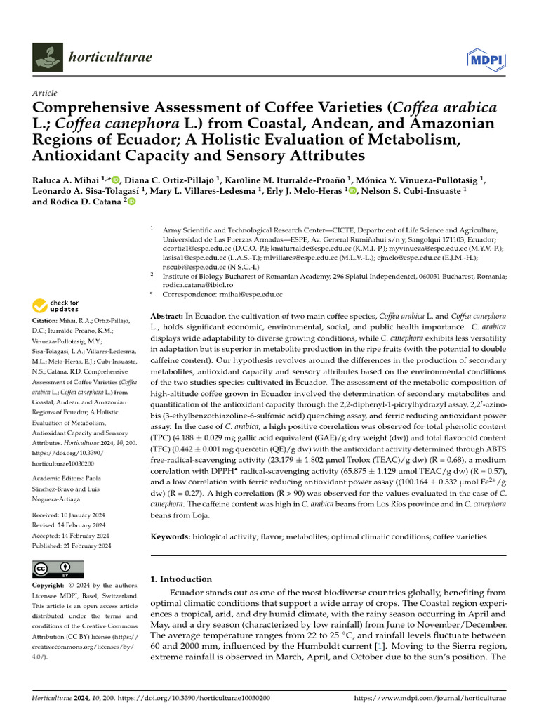 Horticulturae-Comprehensive Assessment of Coffee Varieties (Coffea ...