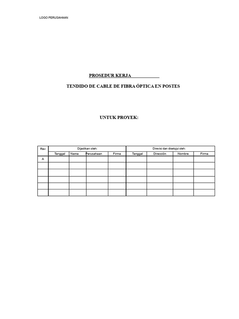 Prosedur Pts Penempatan Serat Optik di Tiang | PDF