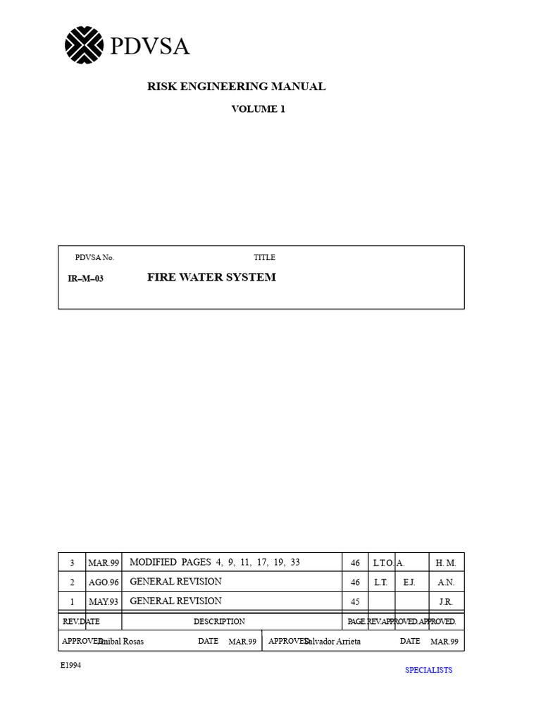 PDVSA IR-M-03 - 1 - Fire Water System | PDF | Firefighting | Fire ...