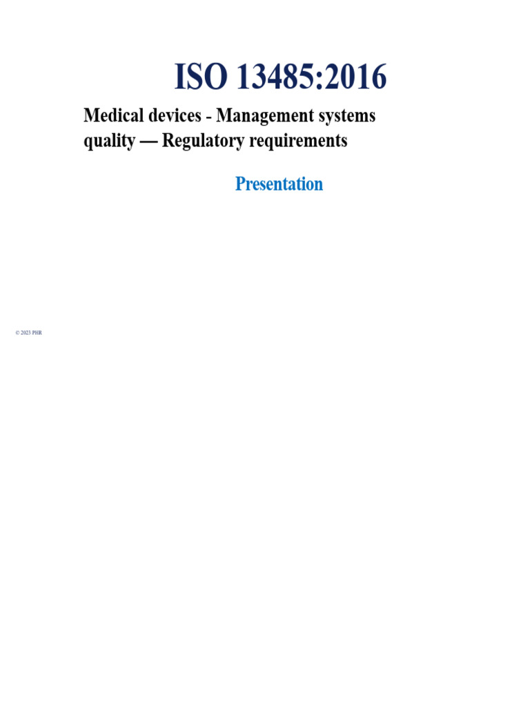 ISO 13485:2016 Medical Device Standards | PDF | Medical Device ...