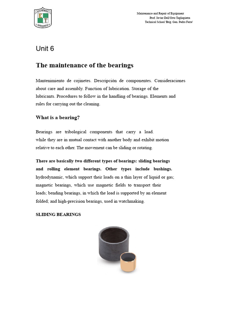The Maintenance of The Bearings | PDF | Bearing (Mechanical) | Lubricant