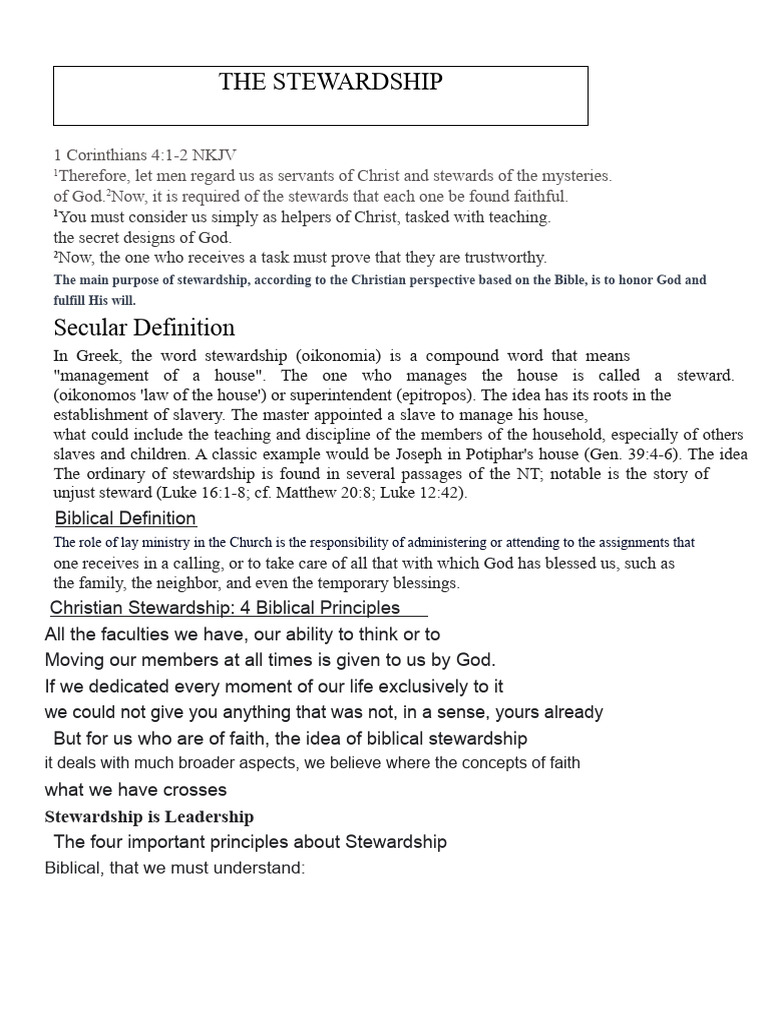 Lesson 5 - Stewardship | PDF | God | Bible