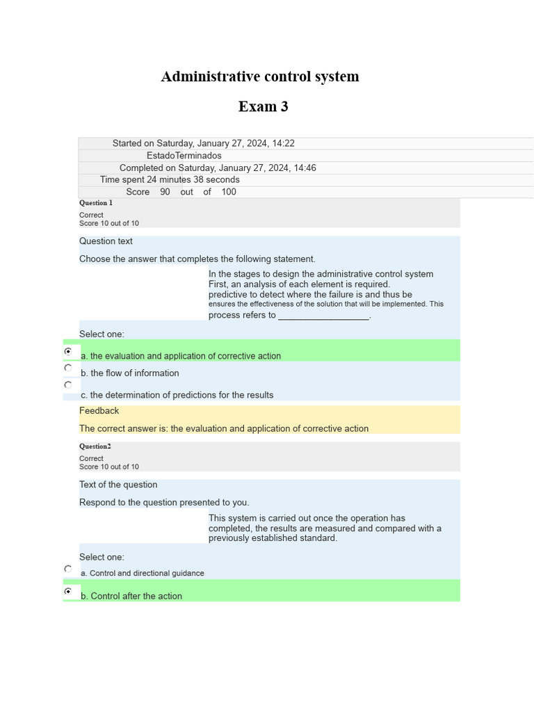Administrative Control System Exam Insights | PDF | Expense | Evaluation