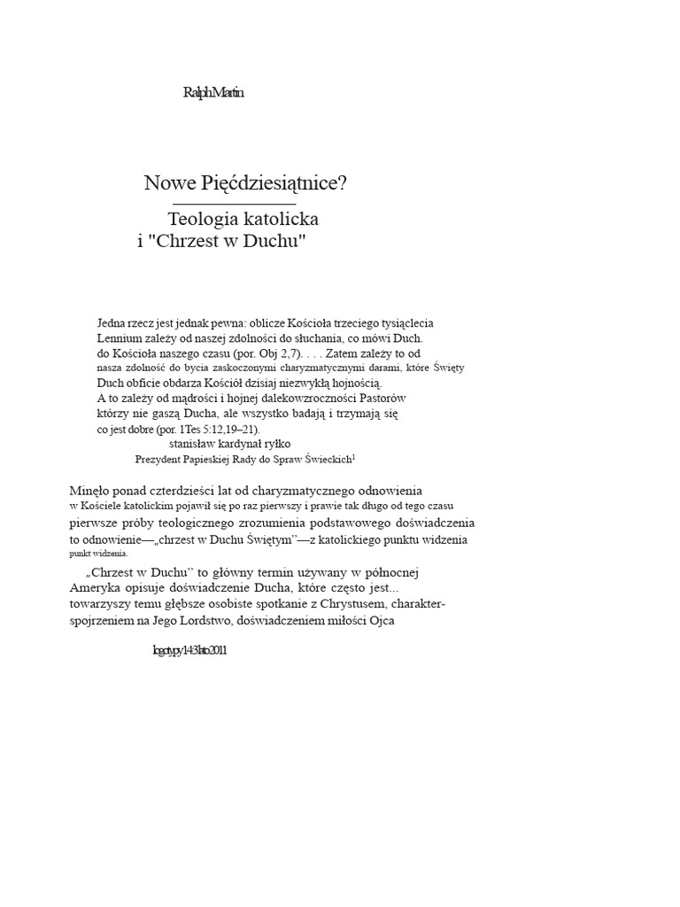 Nowa Pięćdziesiątnica - Ralph Martin | PDF