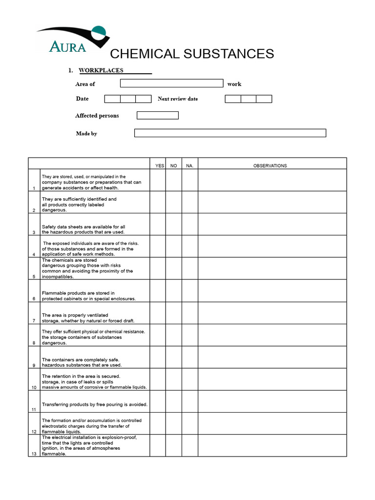 Chemical Safety Assessment Checklist | PDF | Pollution | Workplace