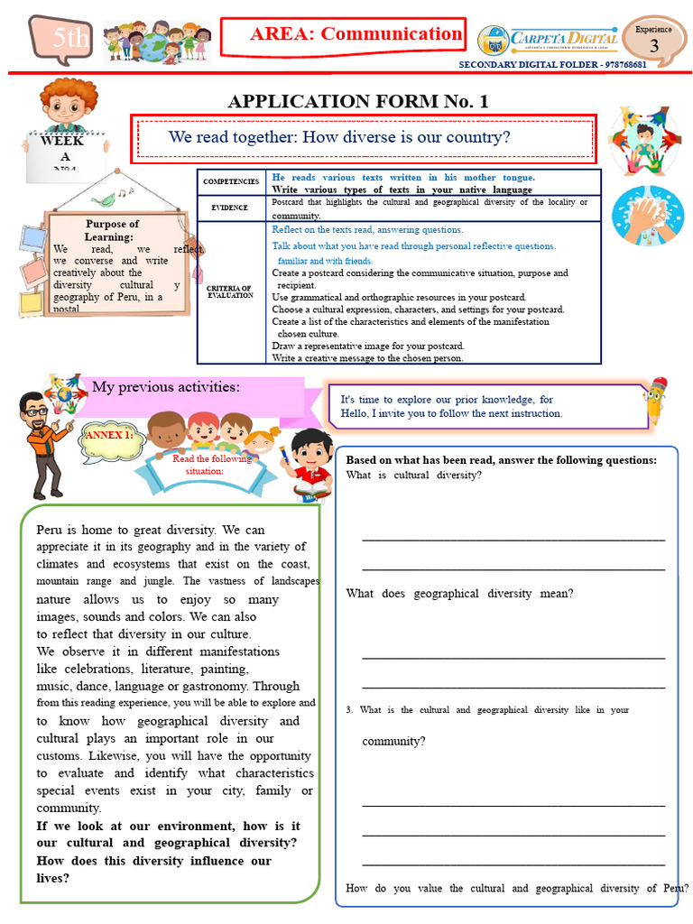 5° Application Sheet - Session 1 - We Read Together - Week 4 ...