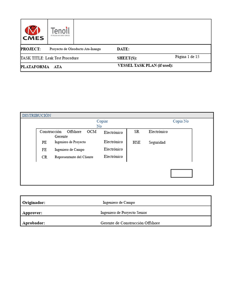 Procedimiento de Prueba de Filtraciones - Final | PDF | Riesgo | Presión