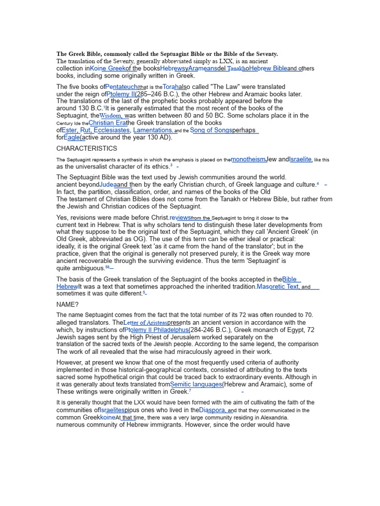Overview of the Septuagint Bible | PDF | Septuagint | Bible