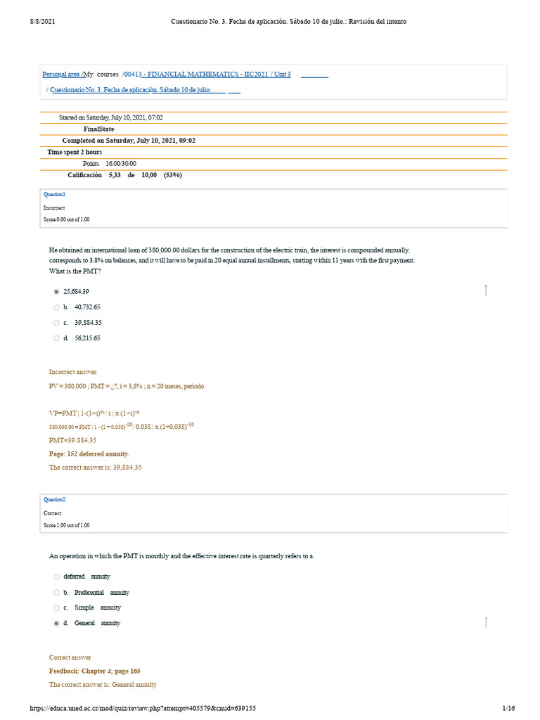 Questionnaire No.3. FINANCIAL MATH | PDF | Interest | Personal Finance