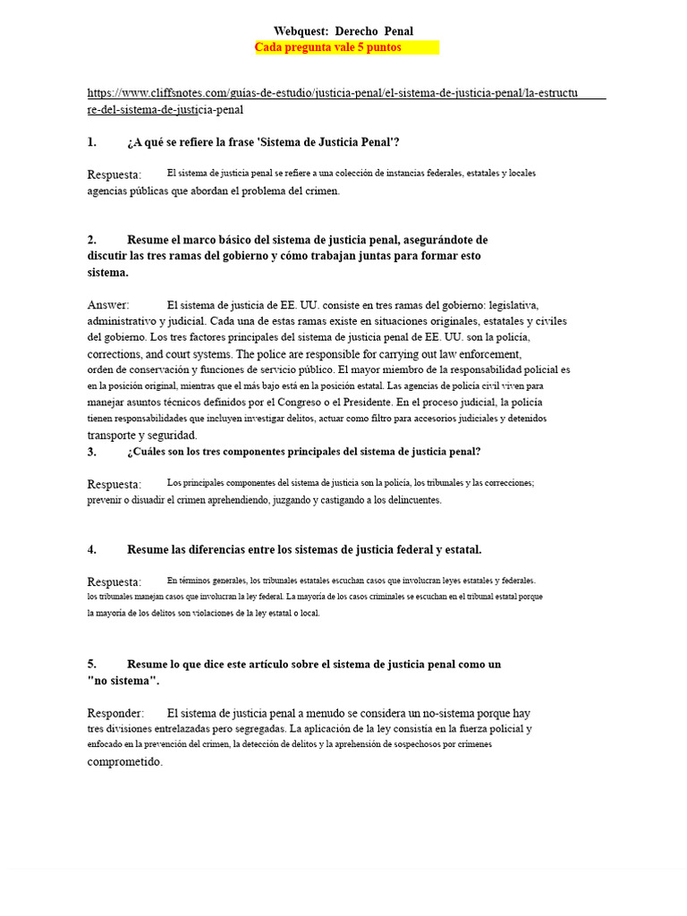Ip41-2.01 Webquest - Derecho Penal | PDF | Judicaturas | Policía