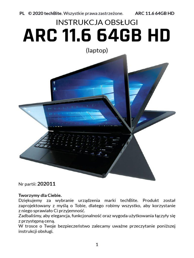 TechBite ARC 11.6 HD Instrukcja Obslugi 2020-11-17 PL-En-CZ-SK-HU ...