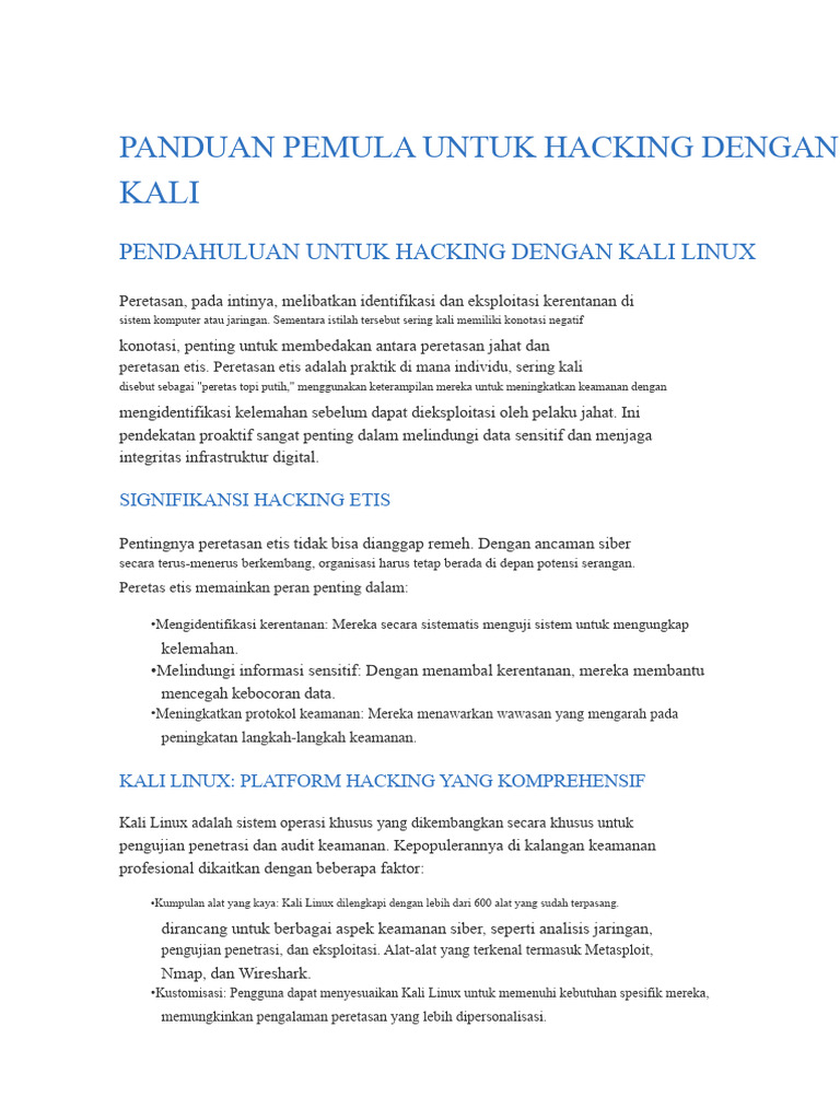 Panduan Hacking Etis dengan Kali Linux | PDF