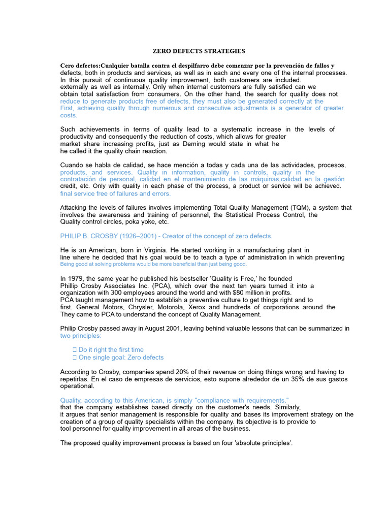 Zero Defects Strategies | PDF | Business