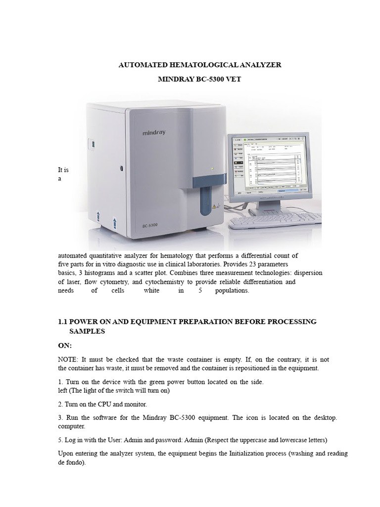 Manual Mindray Automated Hematological Analyzer | PDF | Flow Cytometry | Computing