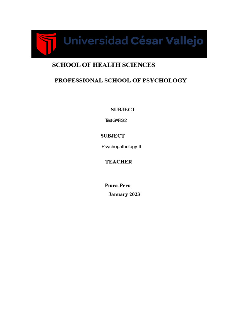 GARS 2 Autism Assessment Report | PDF | Autism | Communication